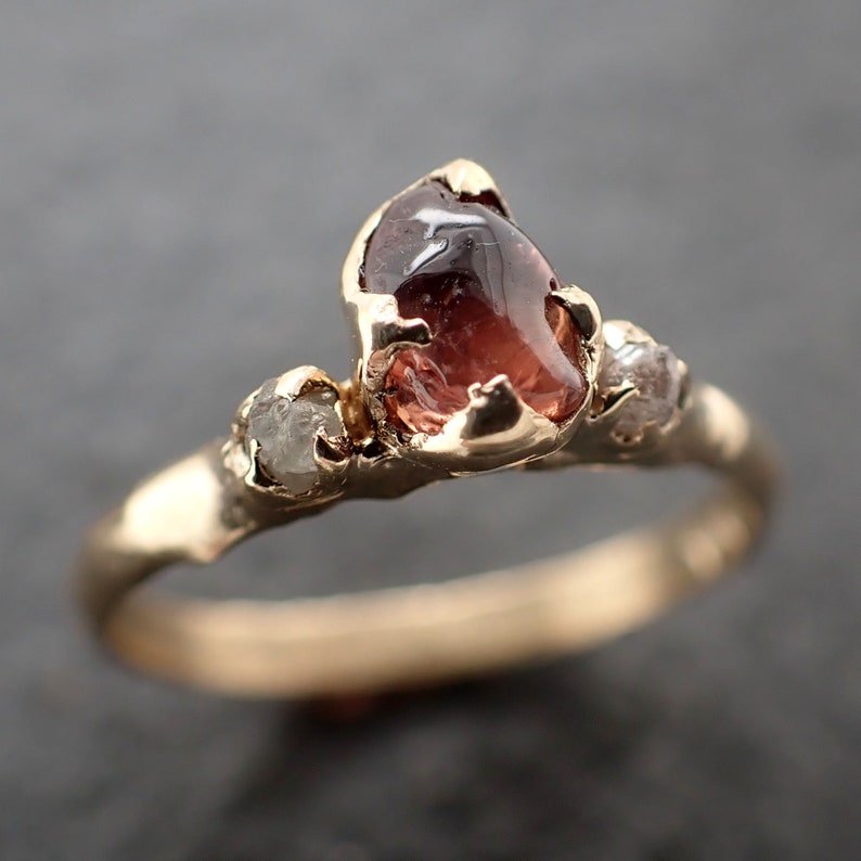 Tumbled Red Sapphire Yellow 14k Gold Multi Stone Tumbled - Etsy