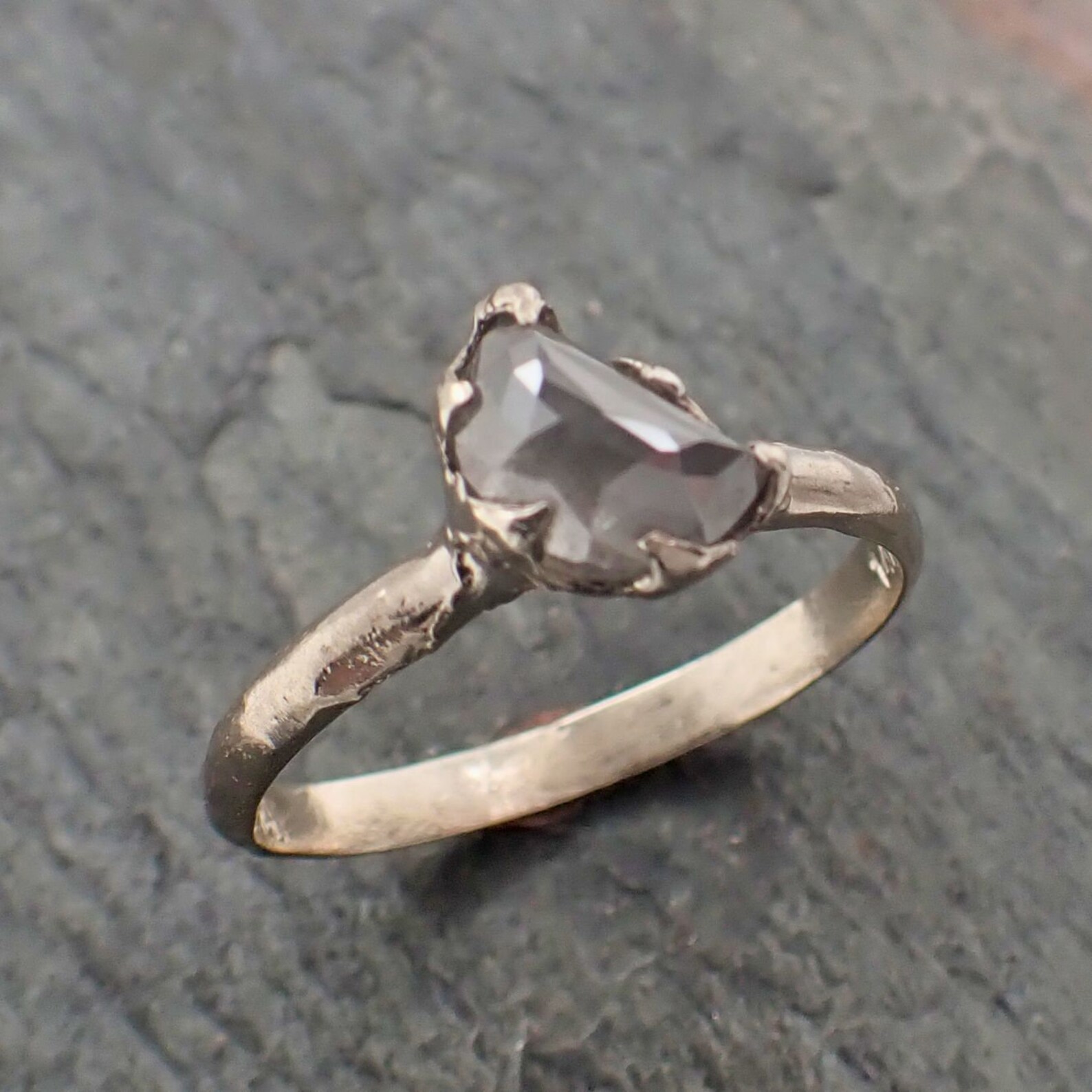 Fancy Cut Half Moon Diamond Solitaire Engagement 14k White | Etsy