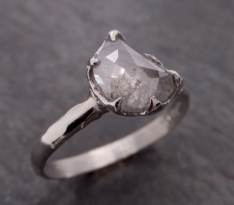 Fancy Cut Half Moon Diamond Solitaire Engagement 14k White - Etsy