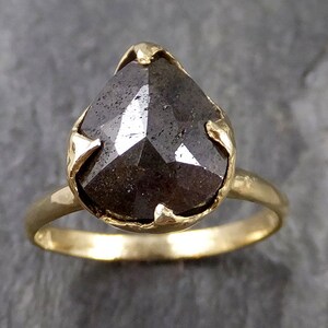 Carbonado Fancy Cut Solitaire Engagement 18k Yellow Gold Wedding Ring ...