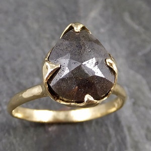 Carbonado Fancy Cut Solitaire Engagement 18k Yellow Gold Wedding Ring ...