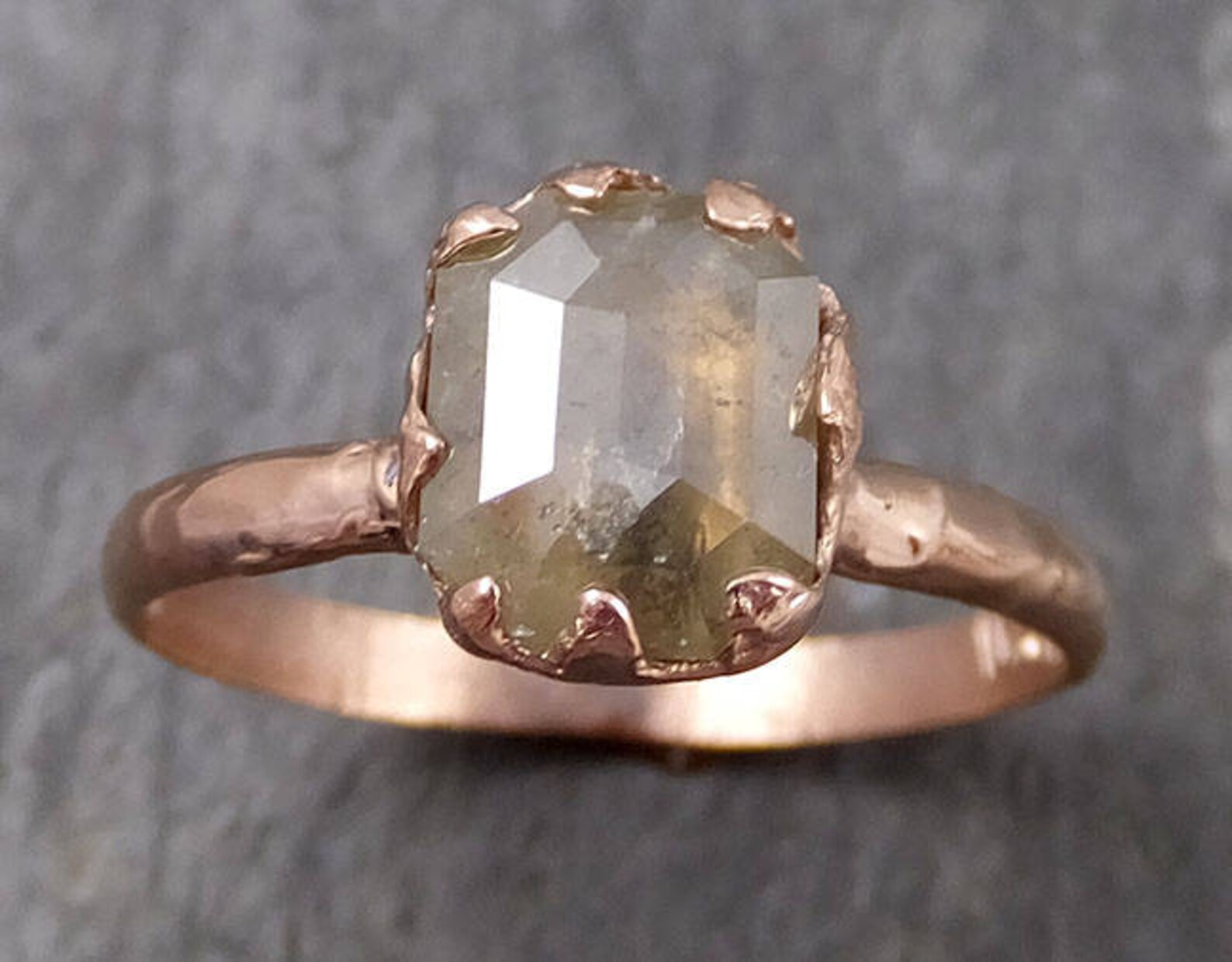 Fancy Cut Champagne Diamond Solitaire Engagement 14k Rose Gold - Etsy