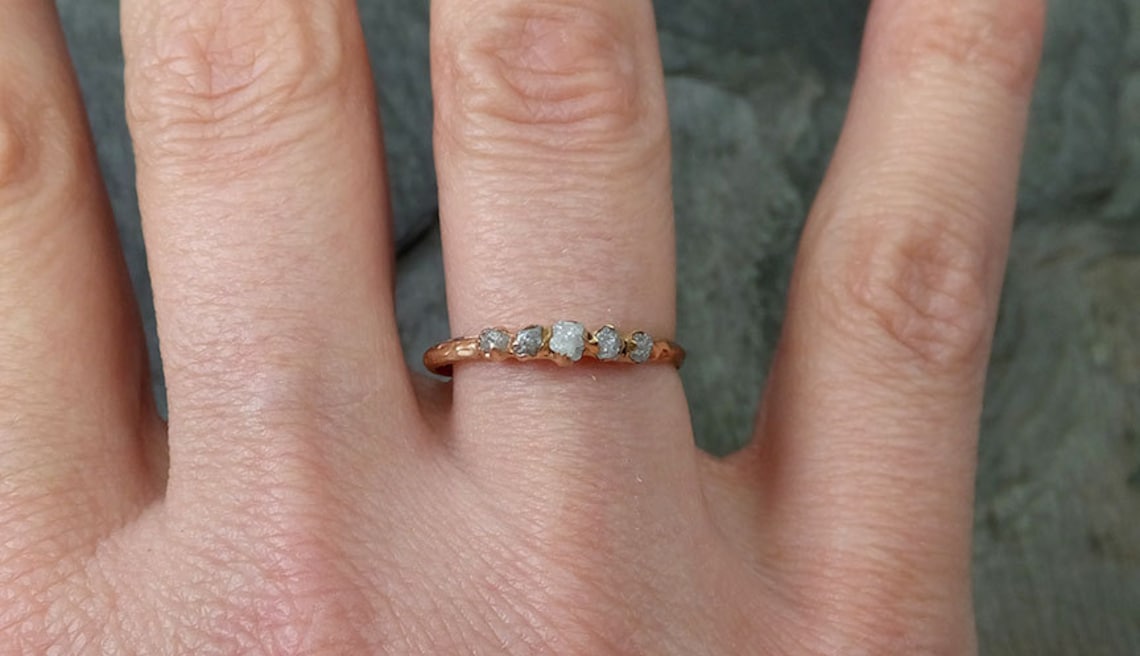 Dainty Diamond Engagement Stacking Ring Wedding Anniversary - Etsy Sweden