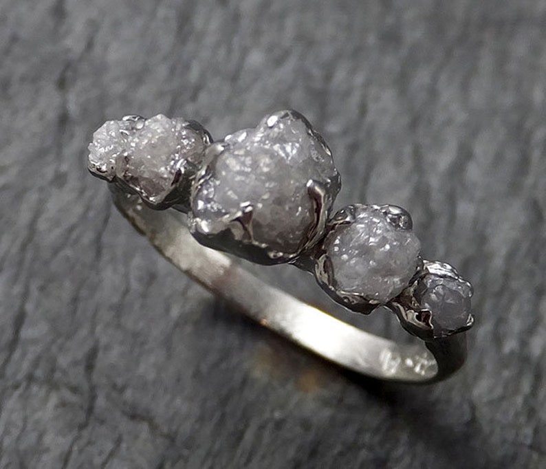 Custom Diamond White Gold Engagement Ring Rough Gold Wedding - Etsy