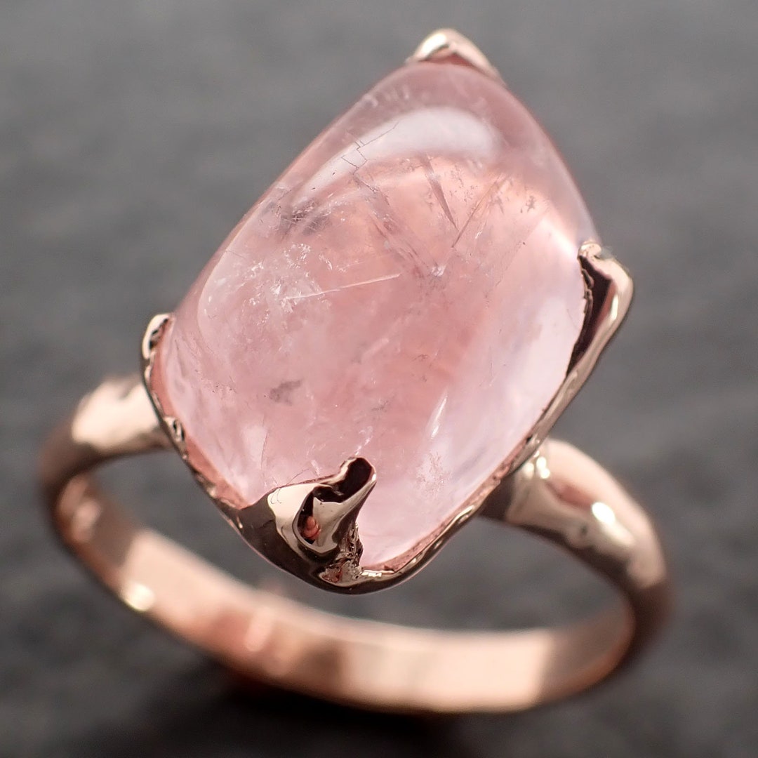 Morganite Tumbled Rose 14k Gold Solitaire Gemstone Ring 2687 - Etsy