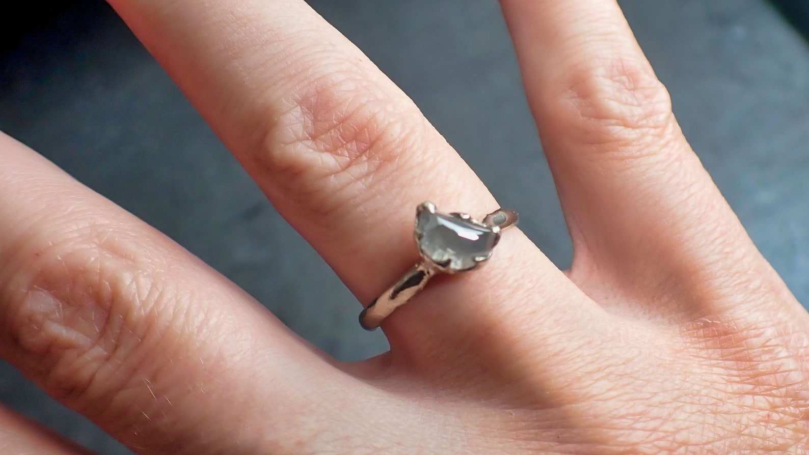 Fancy Cut Half Moon Diamond Solitaire Engagement 14k White | Etsy