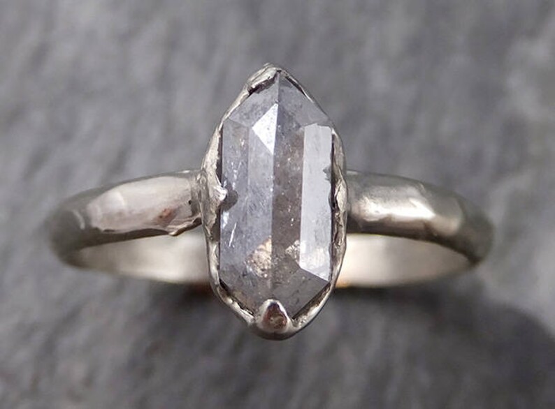Fancy Cut Silver Diamond Solitaire Engagement 14k White Gold Wedding ...