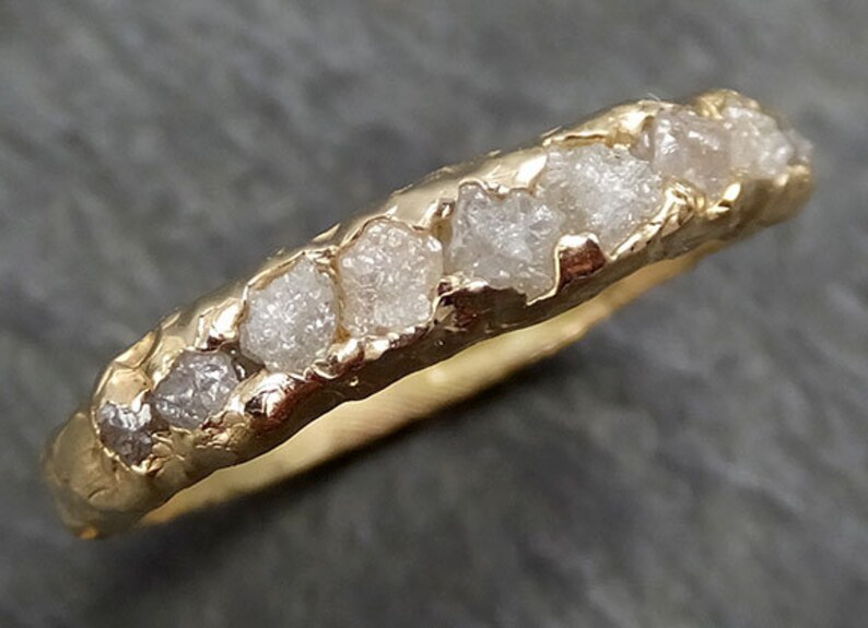 Custom Raw Rough Uncut Diamond Wedding Band 14k Gold Wedding | Etsy