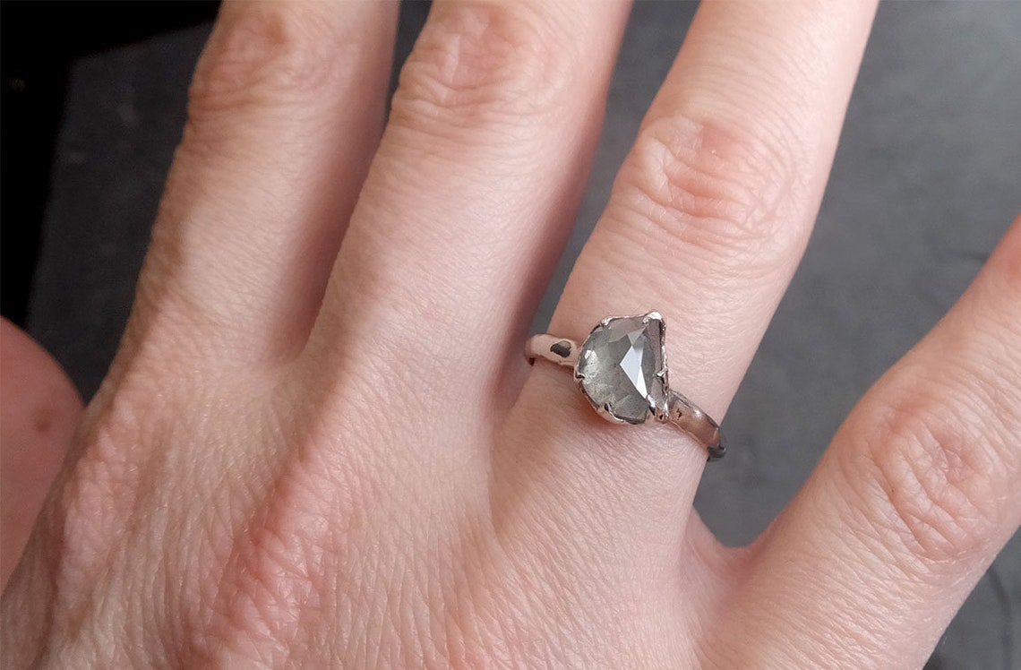 Fancy Cut Half Moon Diamond Solitaire Engagement 14k White - Etsy