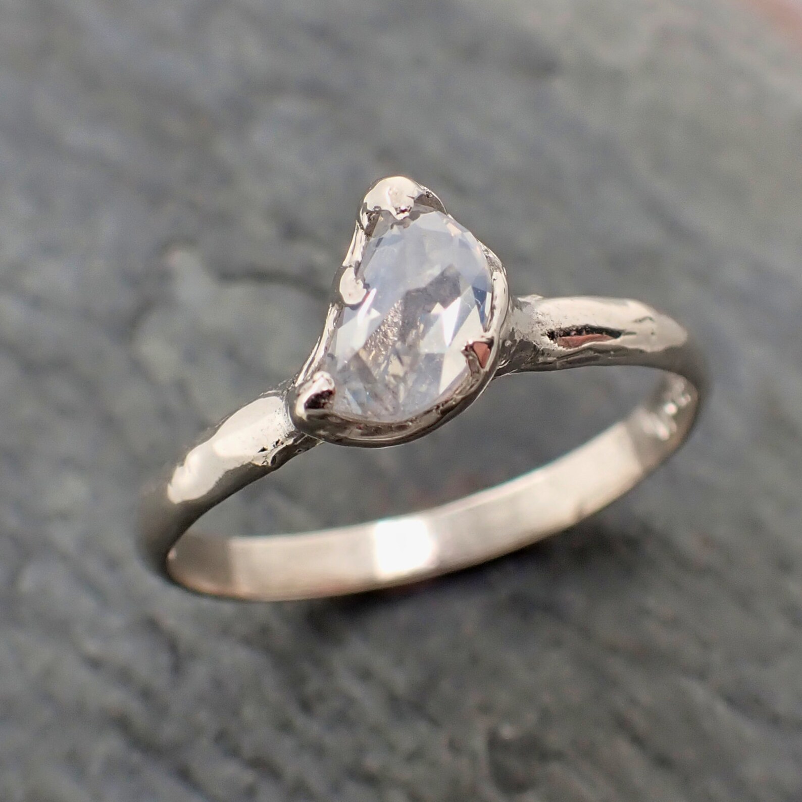 Fancy Cut Half Moon Diamond Solitaire Engagement 14k White | Etsy