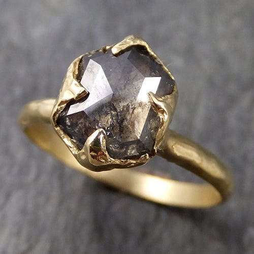 Carbonado Fancy Cut Solitaire Engagement 18k Yellow Gold - Etsy