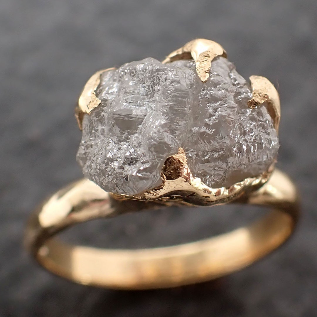Raw Rough Uncut Diamond Engagement Ring Rough Diamond Solitaire Recycled 18k Gold Conflict Free ...