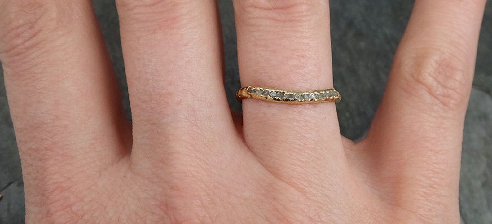 Raw Rough Uncut Contour Diamond Wedding Band 14k Gold Diamond - Etsy