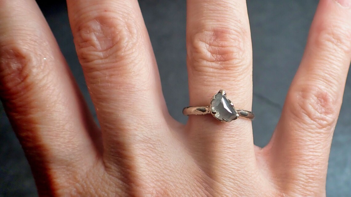 Fancy Cut Half Moon Diamond Solitaire Engagement 14k White - Etsy