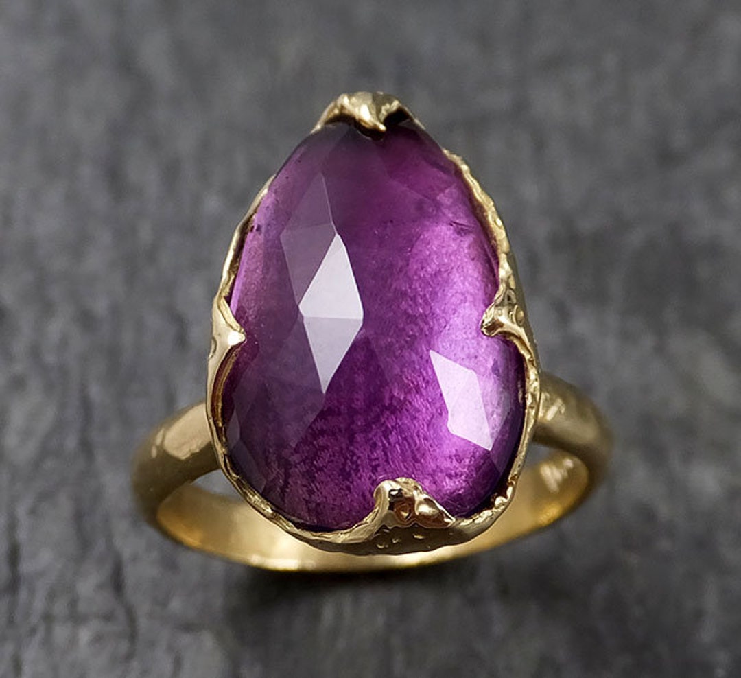 Fancy Cut Amethyst Yellow Gold Ring Gemstone Solitaire Recycled 18k ...