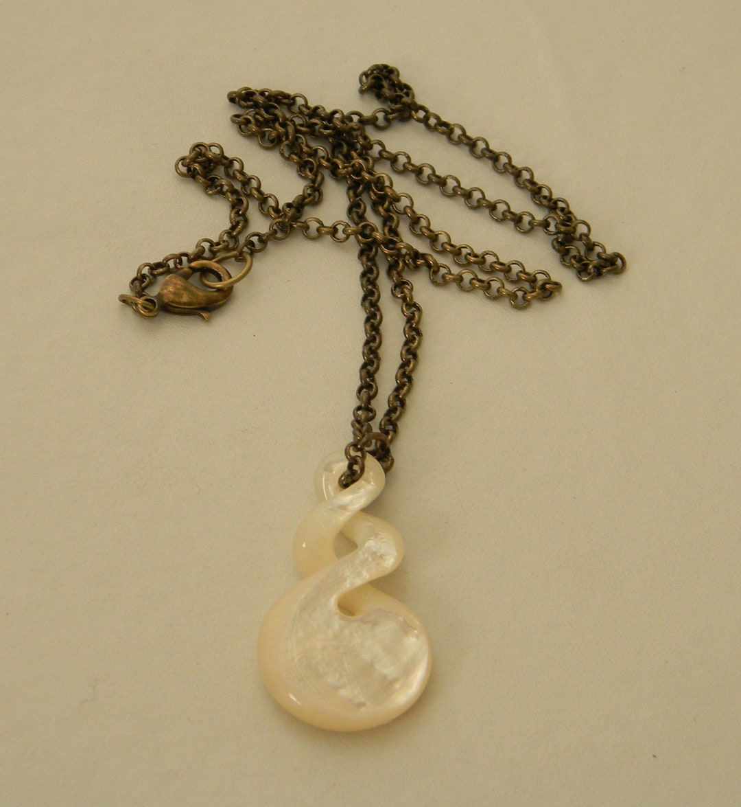 Infinity Knot Pendant & Brass Chain Necklace , Mother of Pearl Infinity ...
