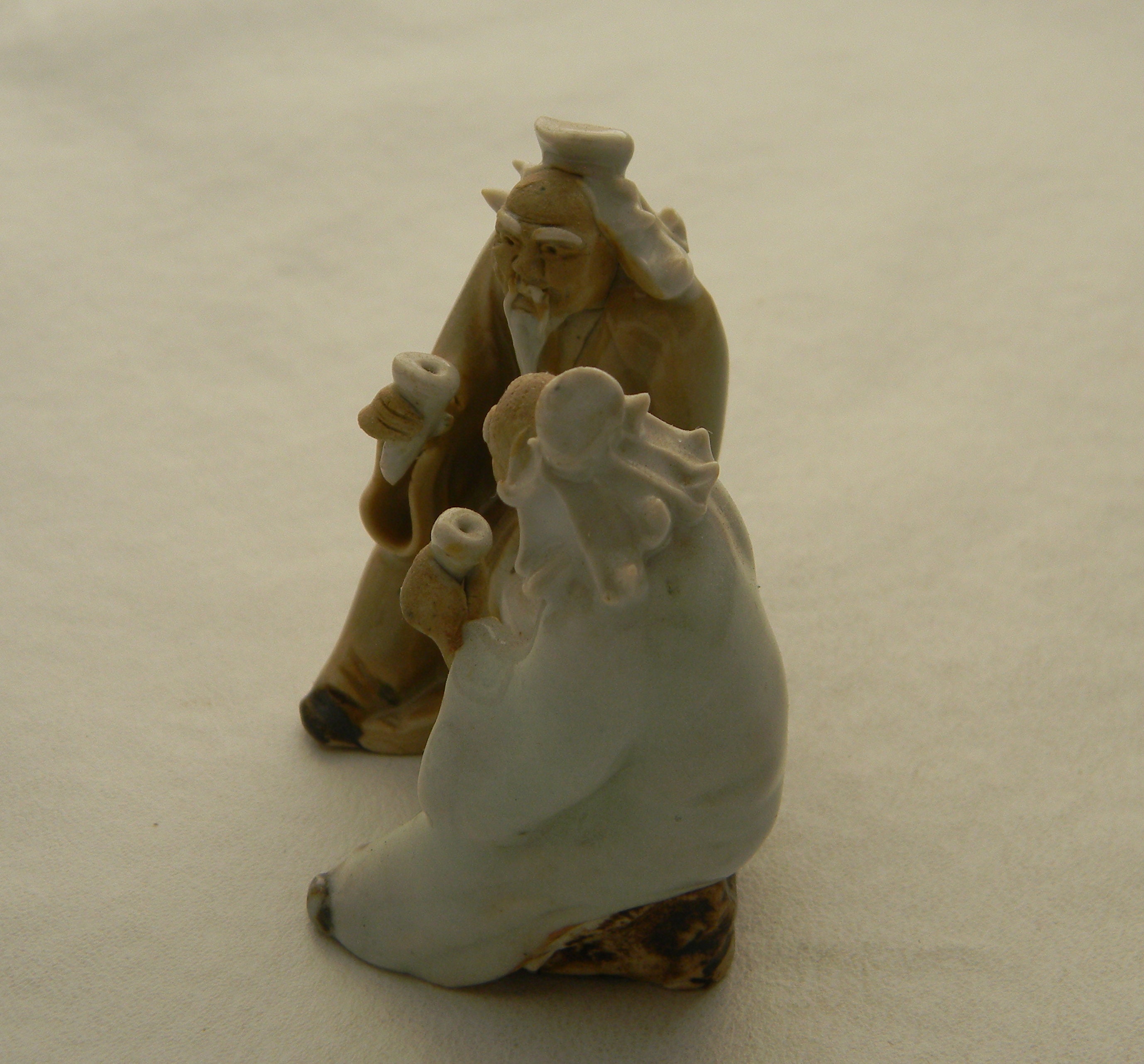 Vintage Chinese Clay Figurines Two Robed Old Men Sitting on - Etsy