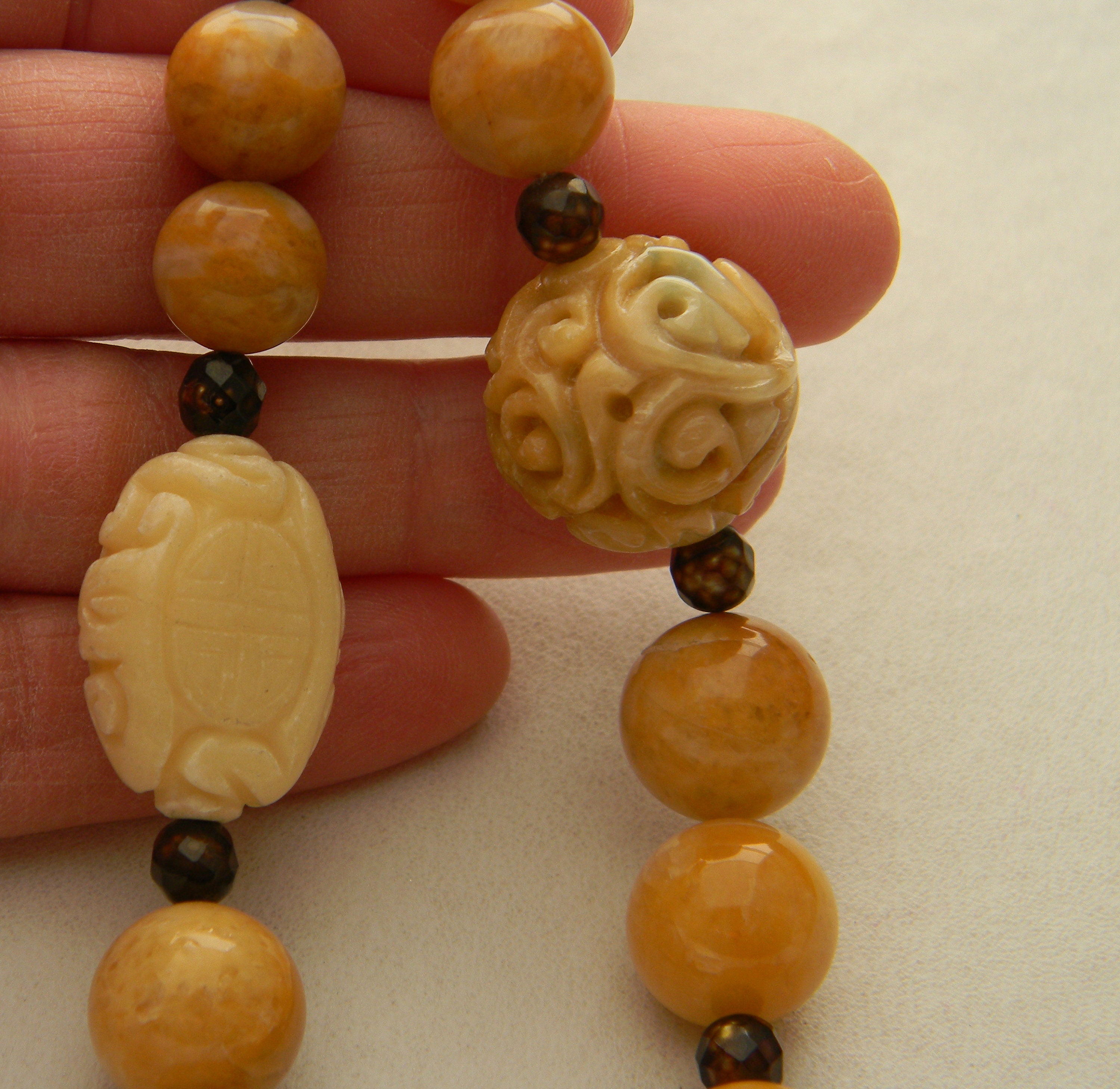 Jade Dragon Pendant on Large Jade Beads and Charms Necklace , Natural ...