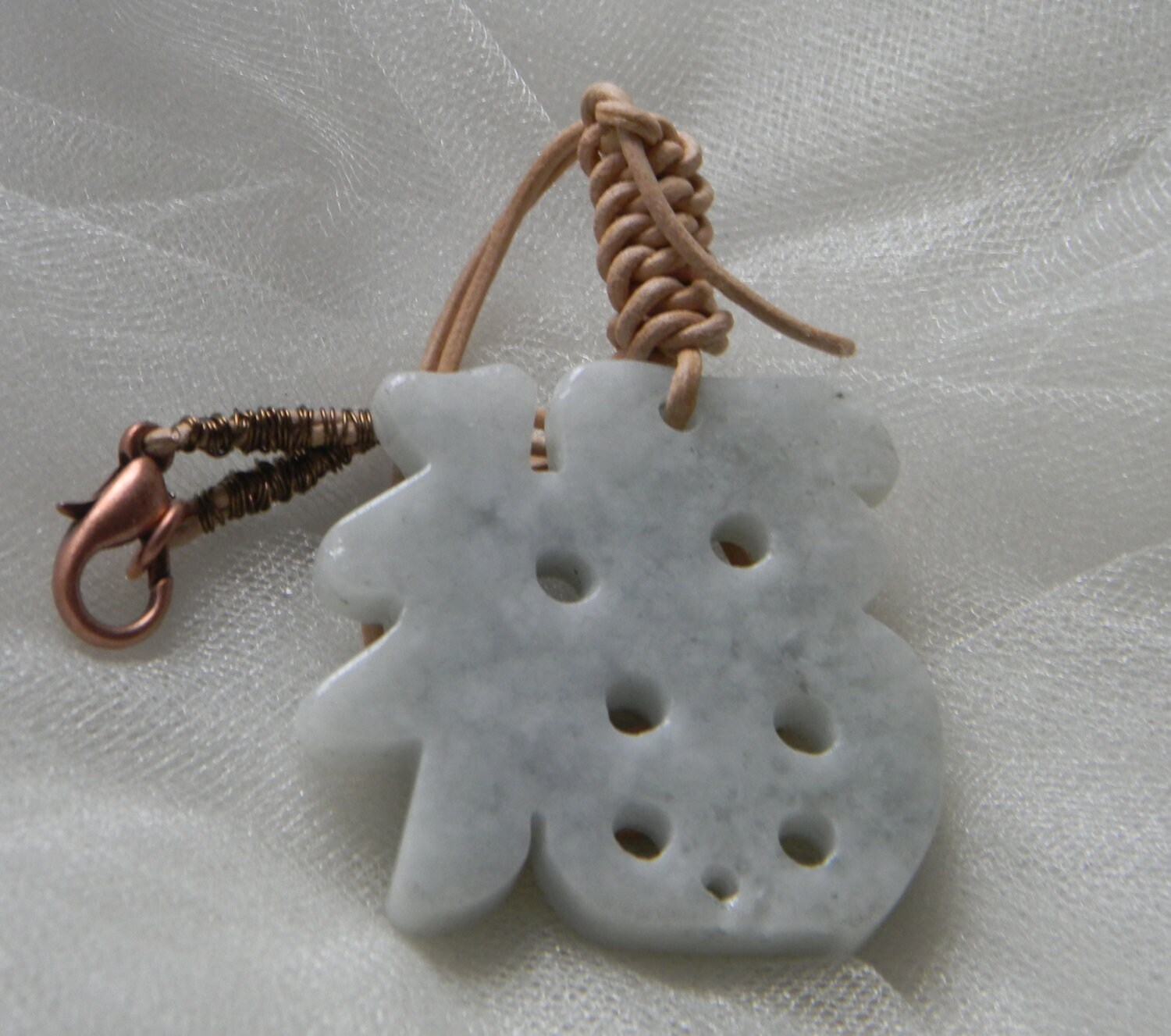 Jade Pendant W Leather Cord Necklace , Beaded Jewelry , Carved Jade for ...