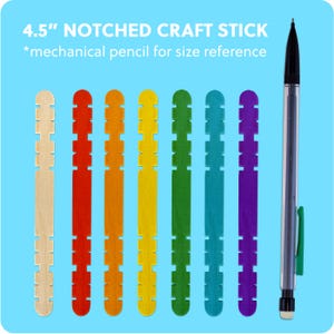Craftysticks- Notched Wood Craft Sticks, 4.5 Inch, Natural Hobby Sticks ...