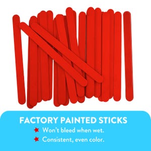Red Painted Craft Sticks: FSC Birch Wood, STEM Projects - 50 Pack - Etsy