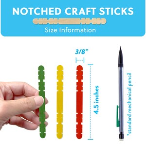 Craftysticks- Notched Wood Craft Sticks, 4.5 Inch, Natural Hobby Sticks ...