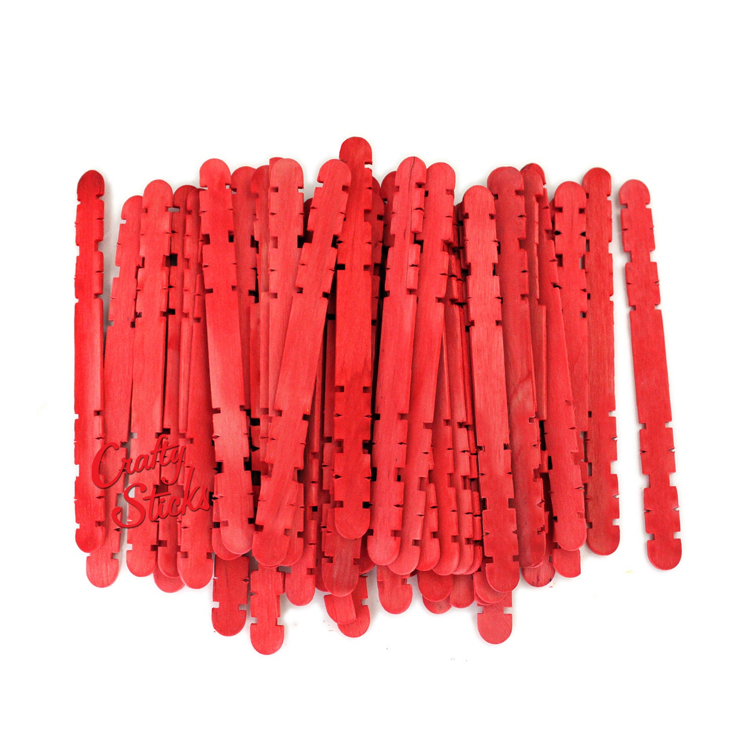 1000 Notched Wooden Hobby Craft Sticks Red | Etsy