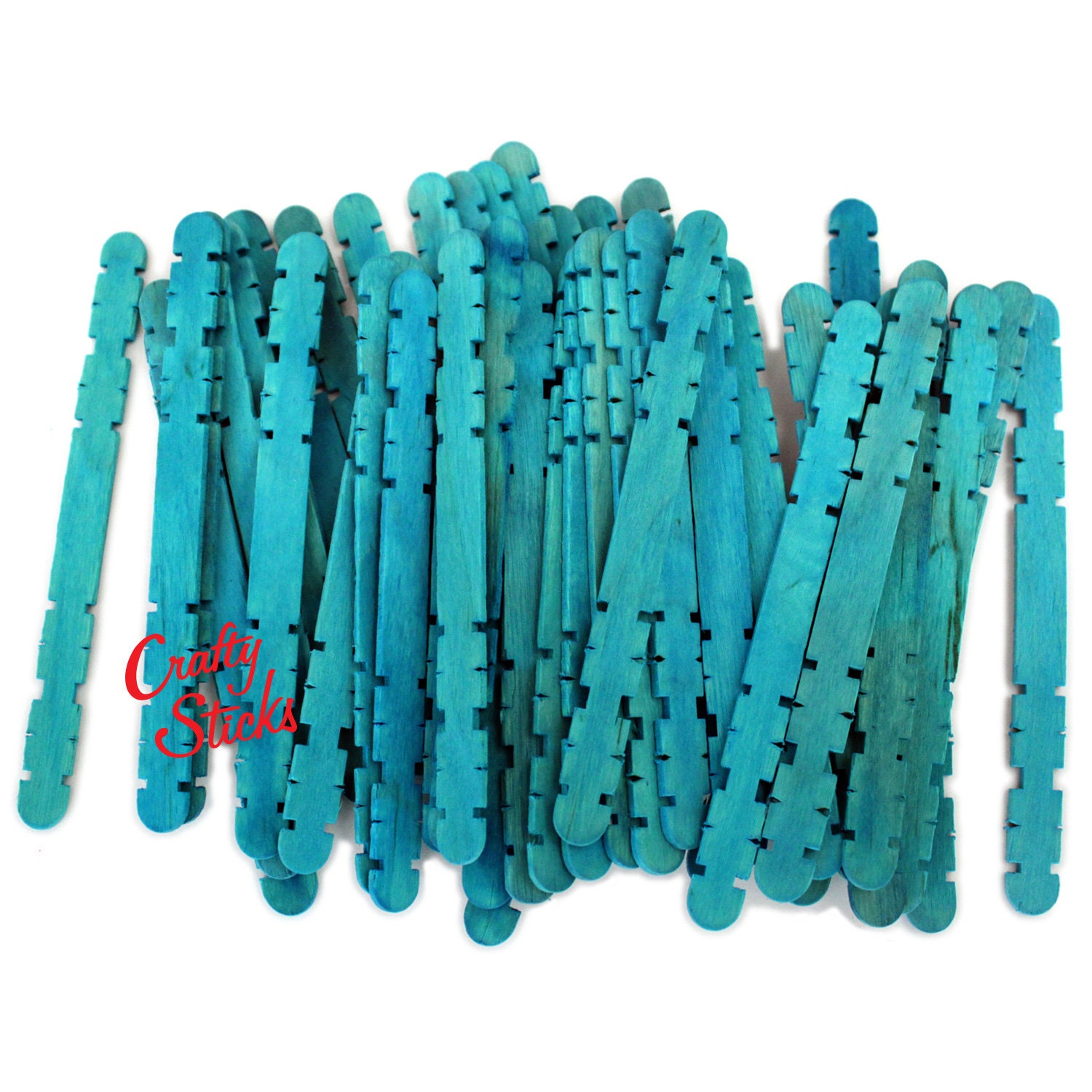 100 Notched Hobby Craft Sticks Blue | Etsy