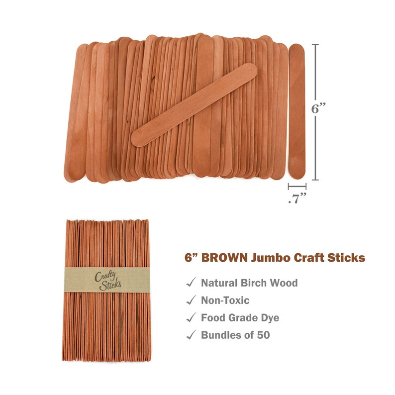 Craftysticks- 1000 Sticks 6 Inch Jumbo Wood Craft Popsicle Sticks ...