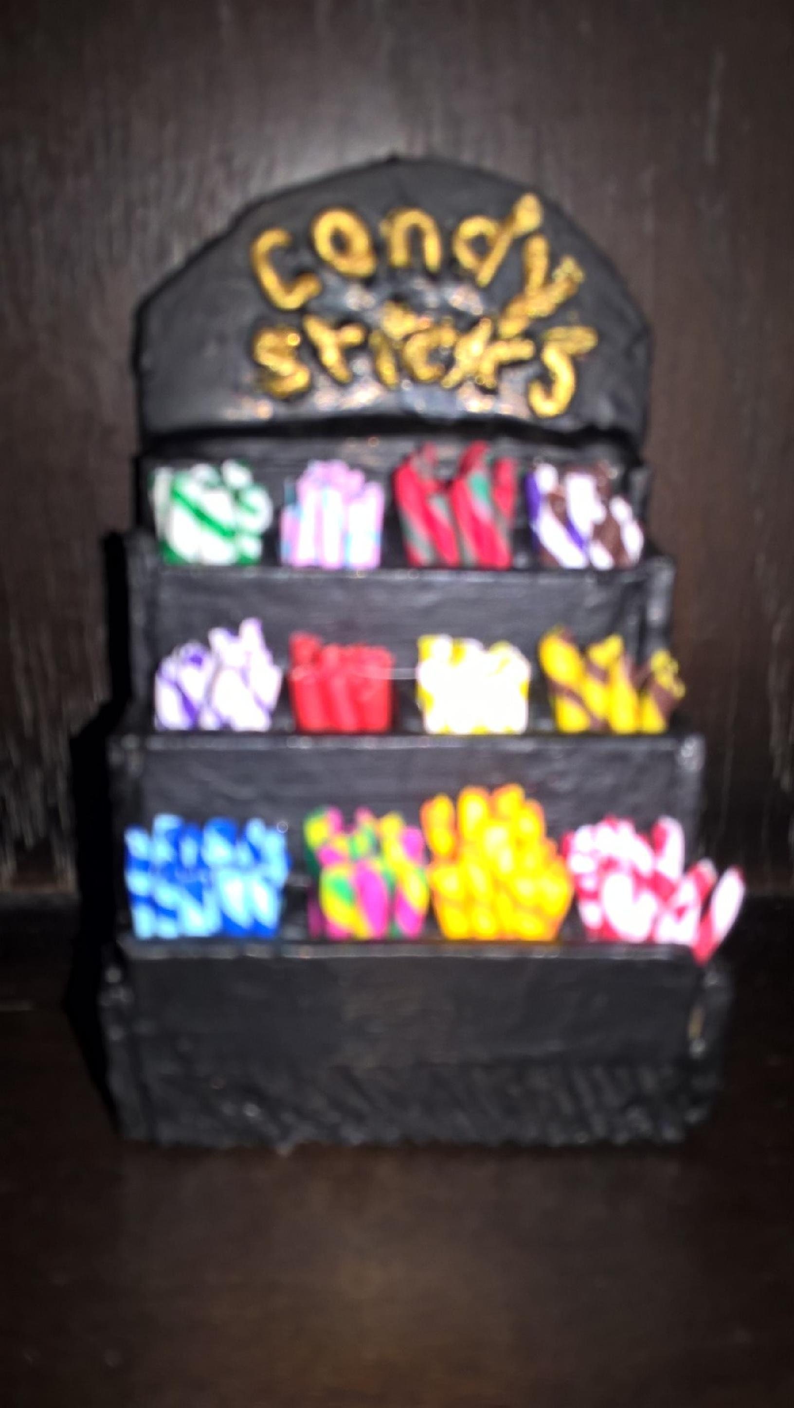 Miniature Assorted Candy Sticks in a Wooden Display Stand House Sweet ...