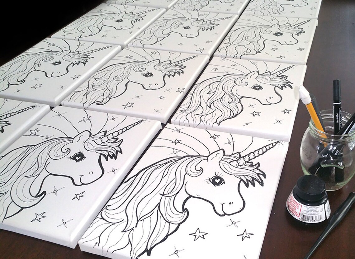 Pre Drawn Outlined Stretched Canvas to Paint Your Own Paint Party or ...
