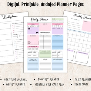 Weekly Printable Planner Pages Habit Tracker Printable Self Care ...