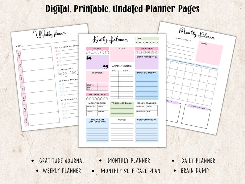 Weekly Printable Planner Pages Habit Tracker Printable Self Care ...