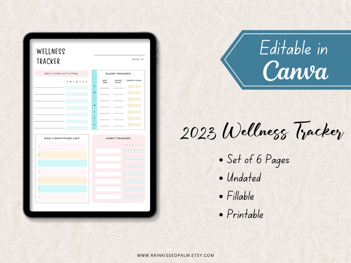 Wellness Tracker 2024 Self Care Trackermental Health Journal Habit ...