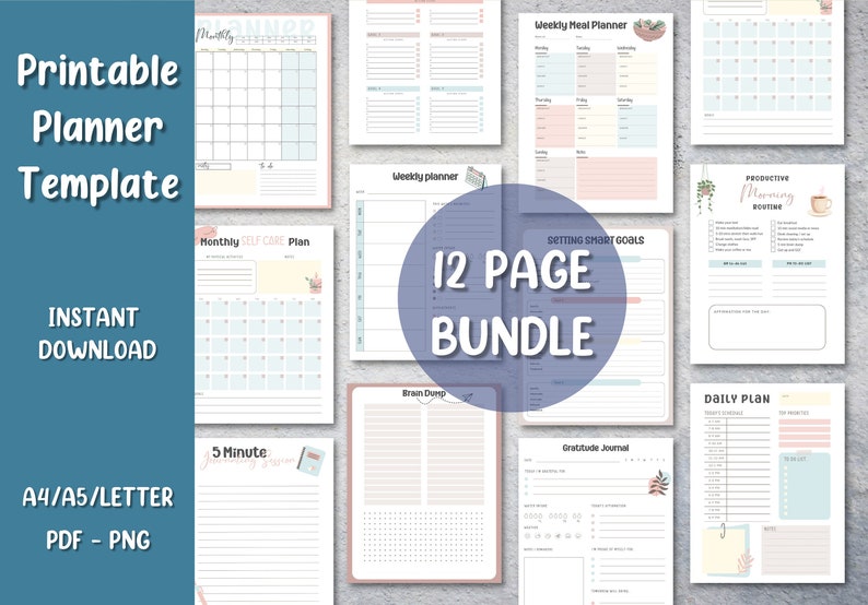 Productivity Planner Template Printable Planner Pages - Etsy