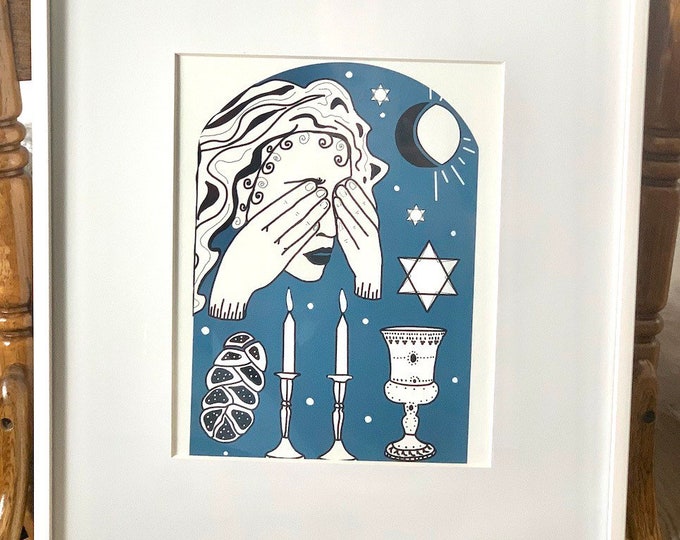 Shabbat Shalom Ceremony Ritual Jewish Museum Quality Archival Ink Art ...