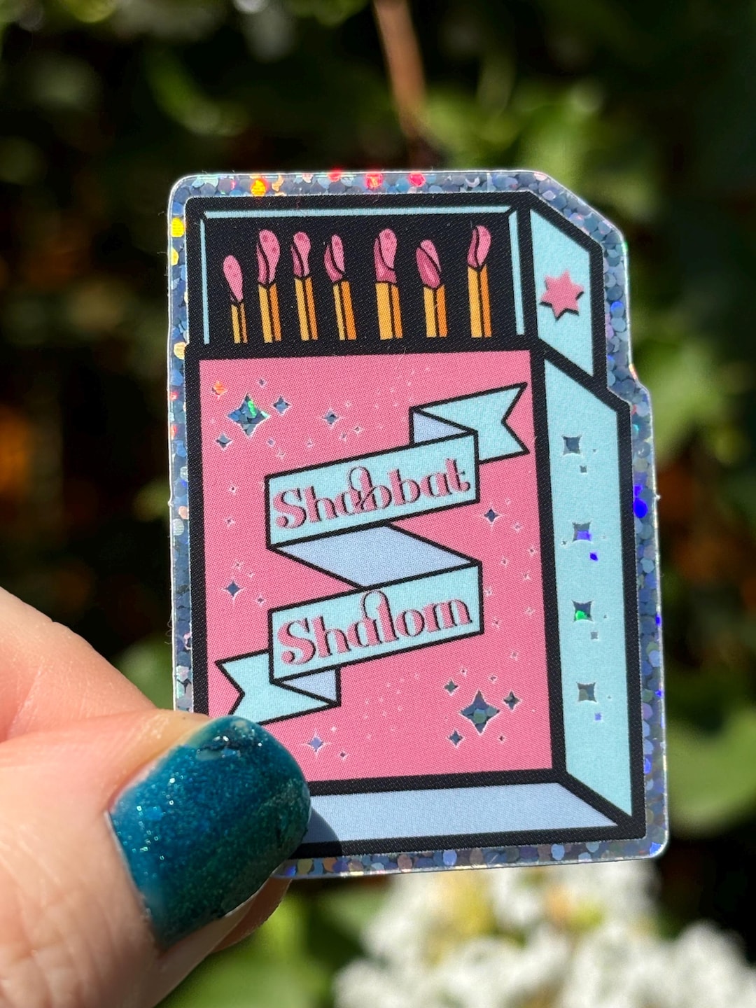 Shabbat Shalom Match Box Glitter Jewish Waterproof Sticker/ Challah ...