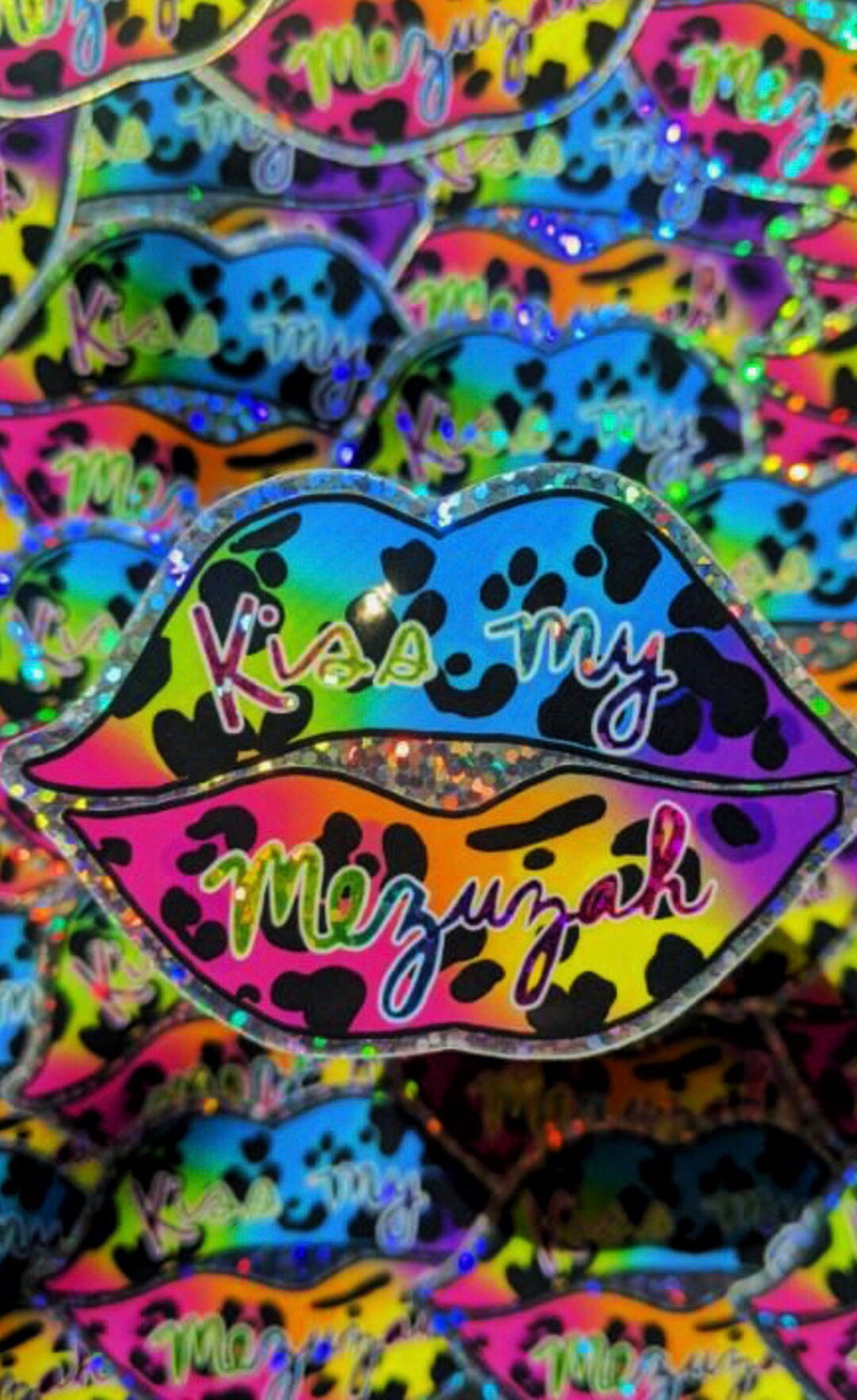 Kiss My Mezuzah Lip 90s Vibe Glitter Jewish Sticker, Party Favors, Gift ...