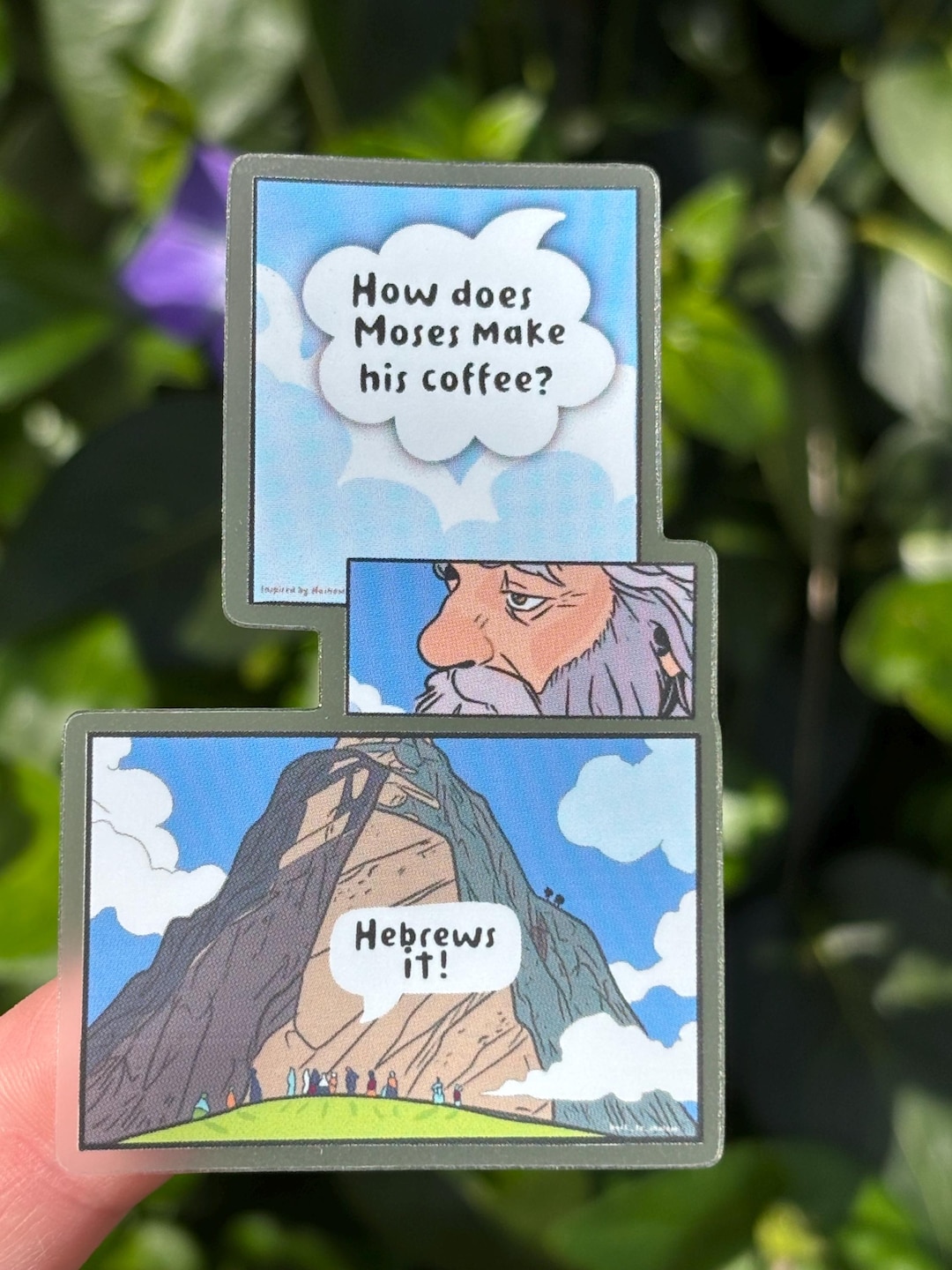 Jewish Comic Strip Funny Moses Joke Clear Sticker/ Water Proof ...