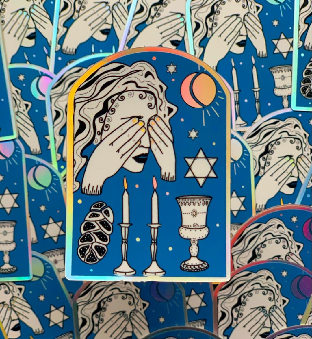 Shabbat Shalom Jewish Holographic Sticker, Judaism, Challah, Kiddush ...
