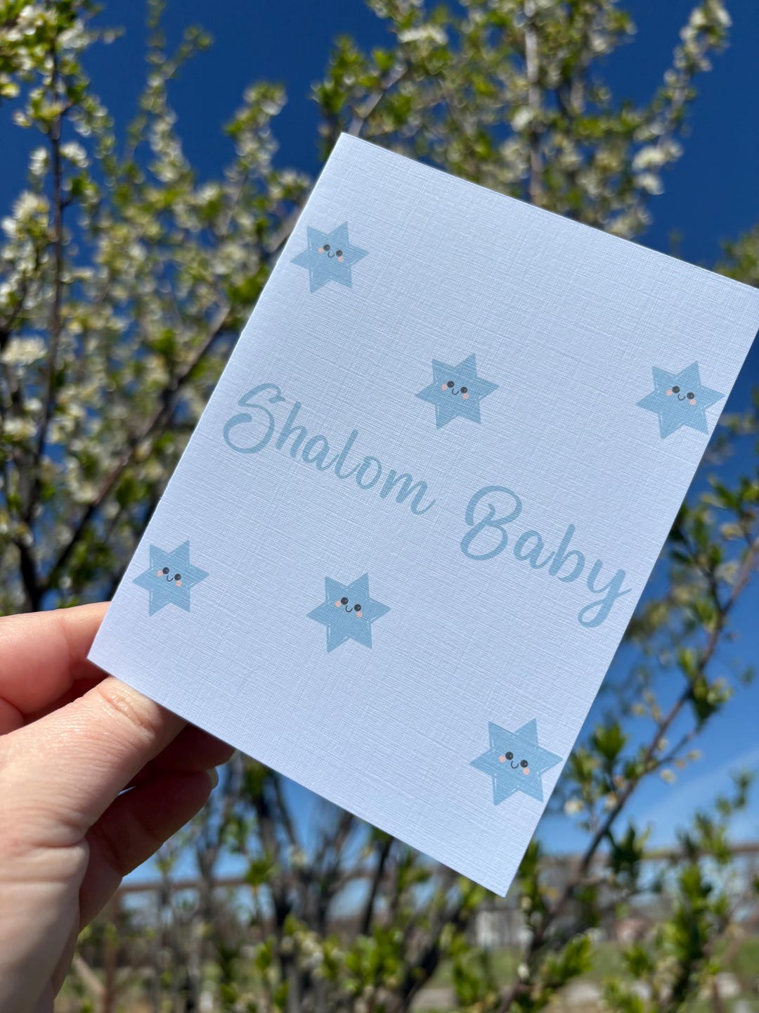 Shalom Jewish Baby Boy Blue Greeting Card/ Congratulations/ Star of ...