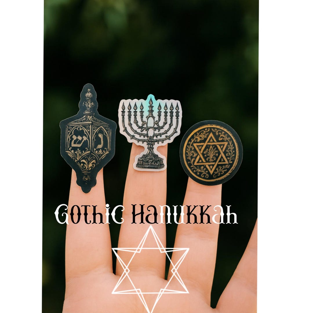 Gothic Hanukkah 3-pack Water Proof Holographic Sticker Pack/ Chanukah ...