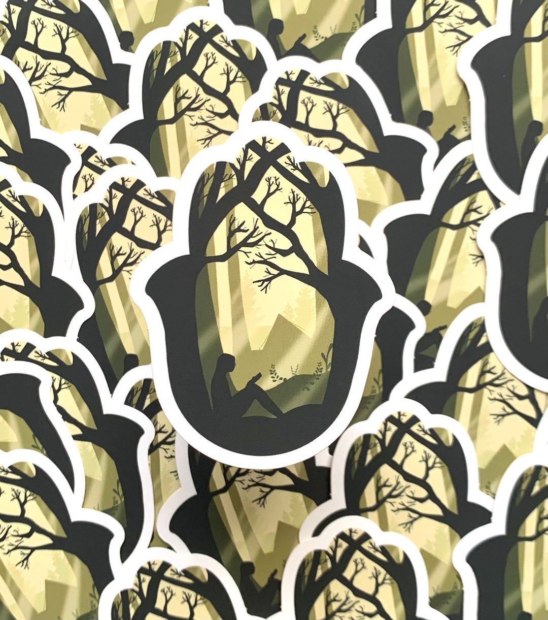 Hamsa Hand Forest Jewish Matte Sticker| Party Favor| Gift| Shabbat ...