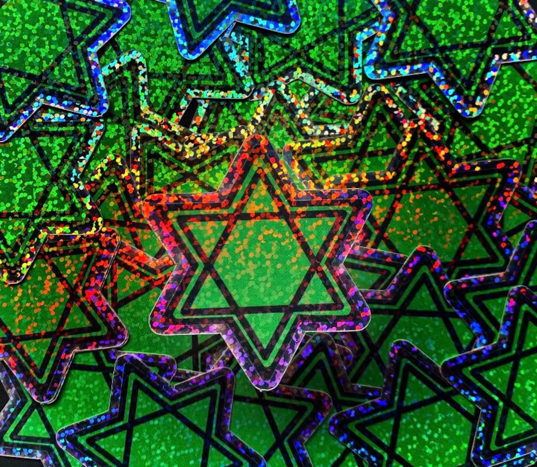 Jewish Glitter Green Star of David Sticker, Party Favor, Gift, Shabbat ...