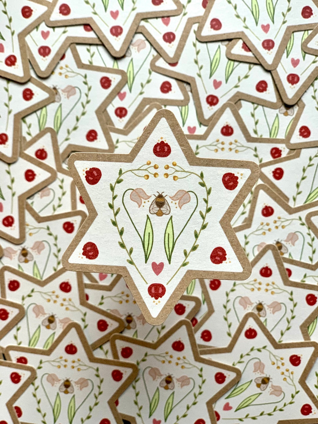 Jewish Star of David Flower Kraft Paper Sticker, Party Favor, Gift ...