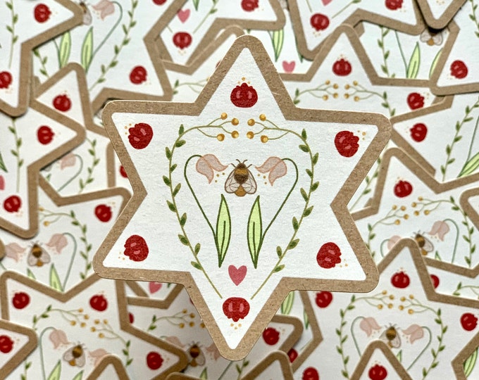 Jewish Star of David Flower Kraft Paper Sticker, Party Favor, Gift ...