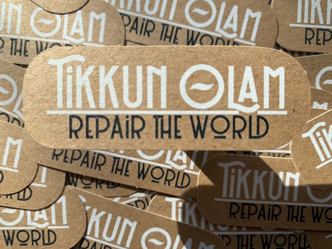 Tikkun Olam Kraft Paper Sticker, Party Favor, Gift, Shabbat Shalom ...