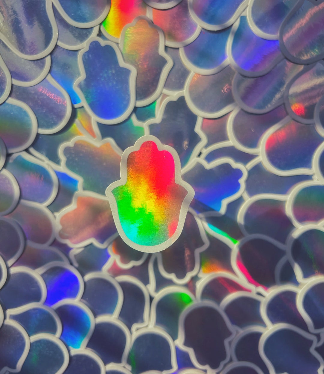 Holographic Hamsa Hand Water Proof Sticker| Protection| Spiritual Gift ...