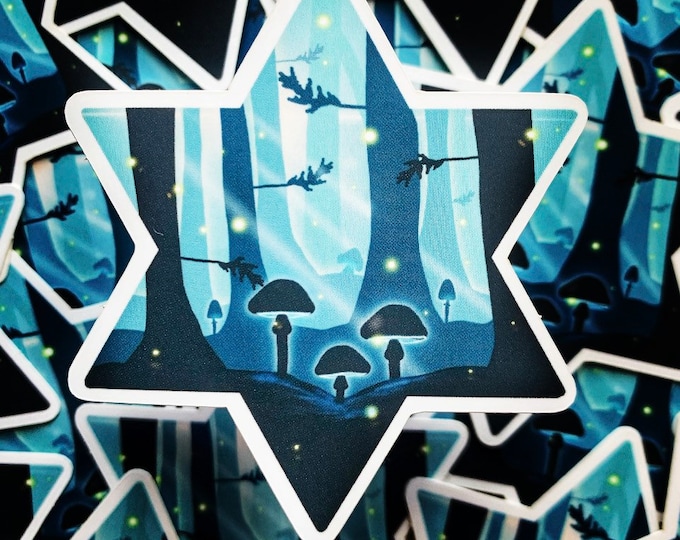 Jewish Star of David Forest Mushroom Sticker Favor, Gift, Shabbat ...