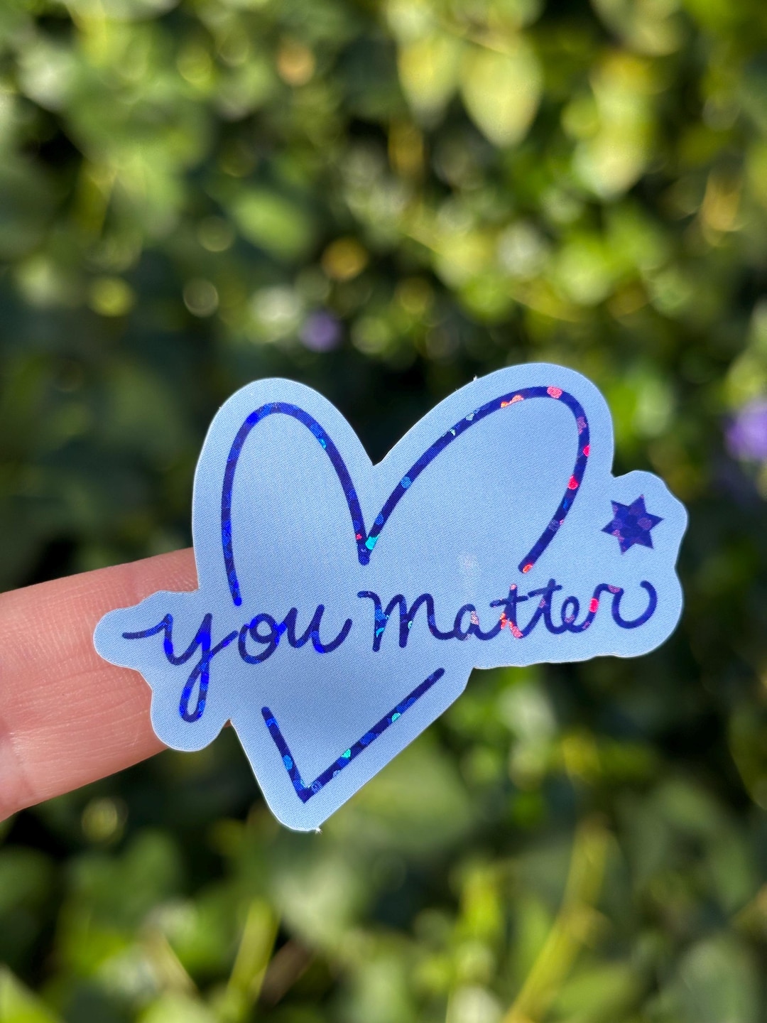 You Matter Blue Glitter Waterproof Heart Sticker / Affirmation/ Quotes ...